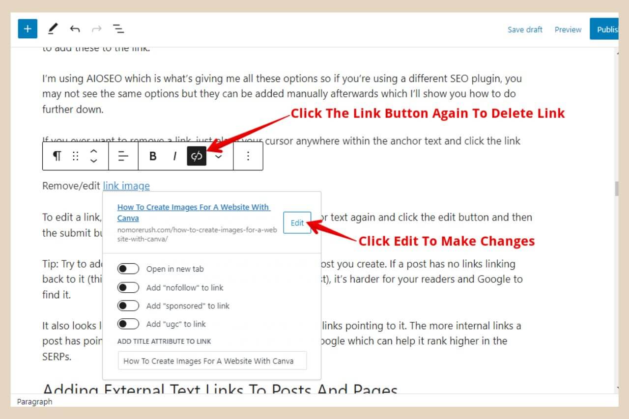 How To Add Links In WordPress - No More Rush